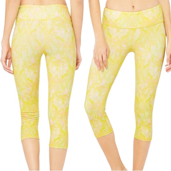 ALO Yoga | Pants & Jumpsuits | Alo Capri Yellow Zest Geometric Indio ...